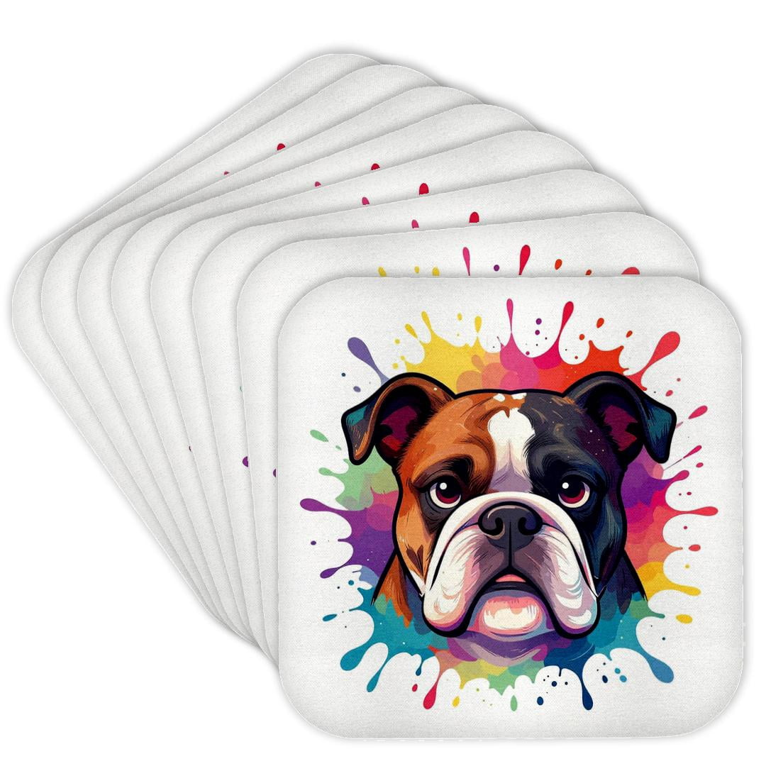 3drose, Lovely Bulldog Dog Against the Colorful Paint Splatters. Gift ...