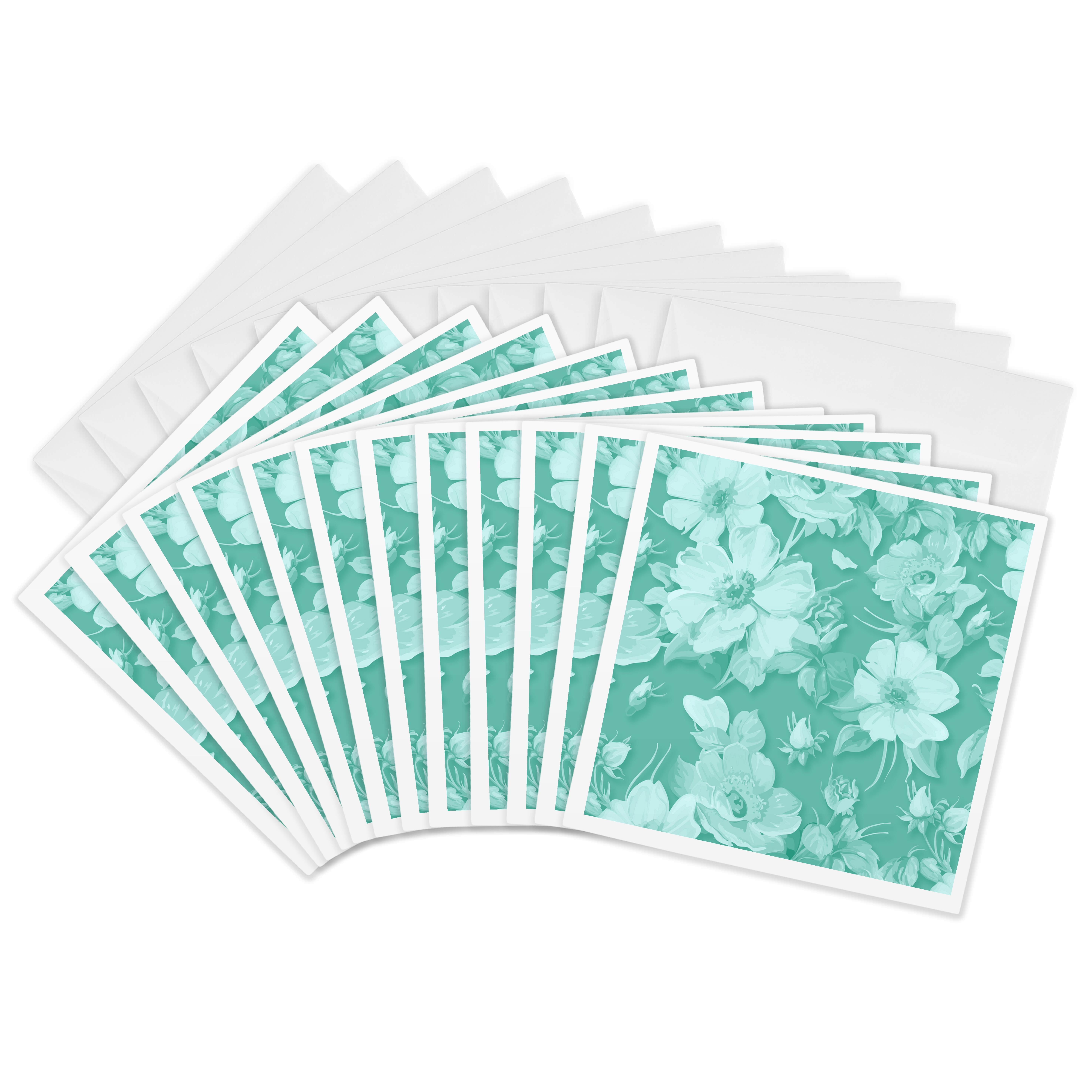 3drose, Lovely Floral Pattern in Turquoise Trendy Background, 12 ...