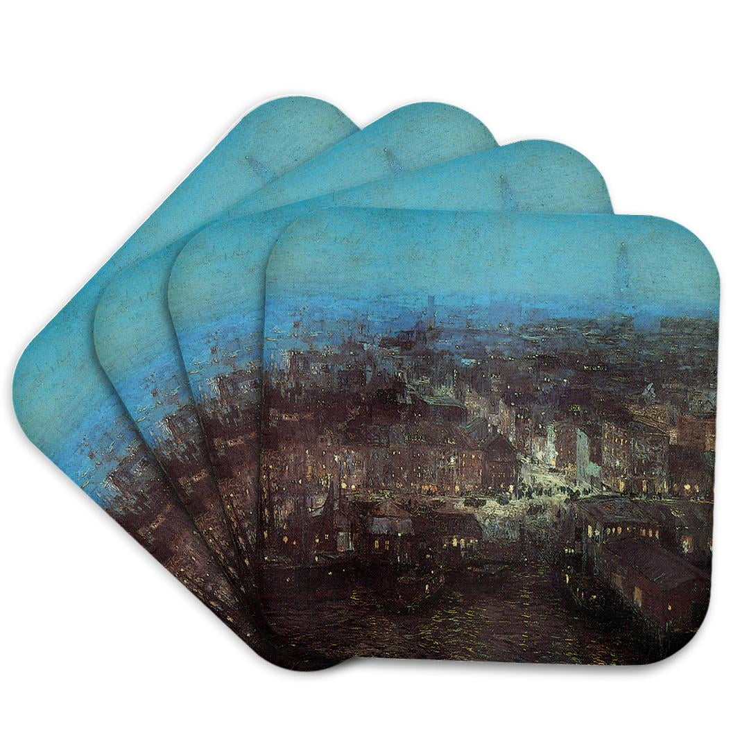 3drose, Lower New York by Edward Redfield, Set of 4 Coasters - Cork ...