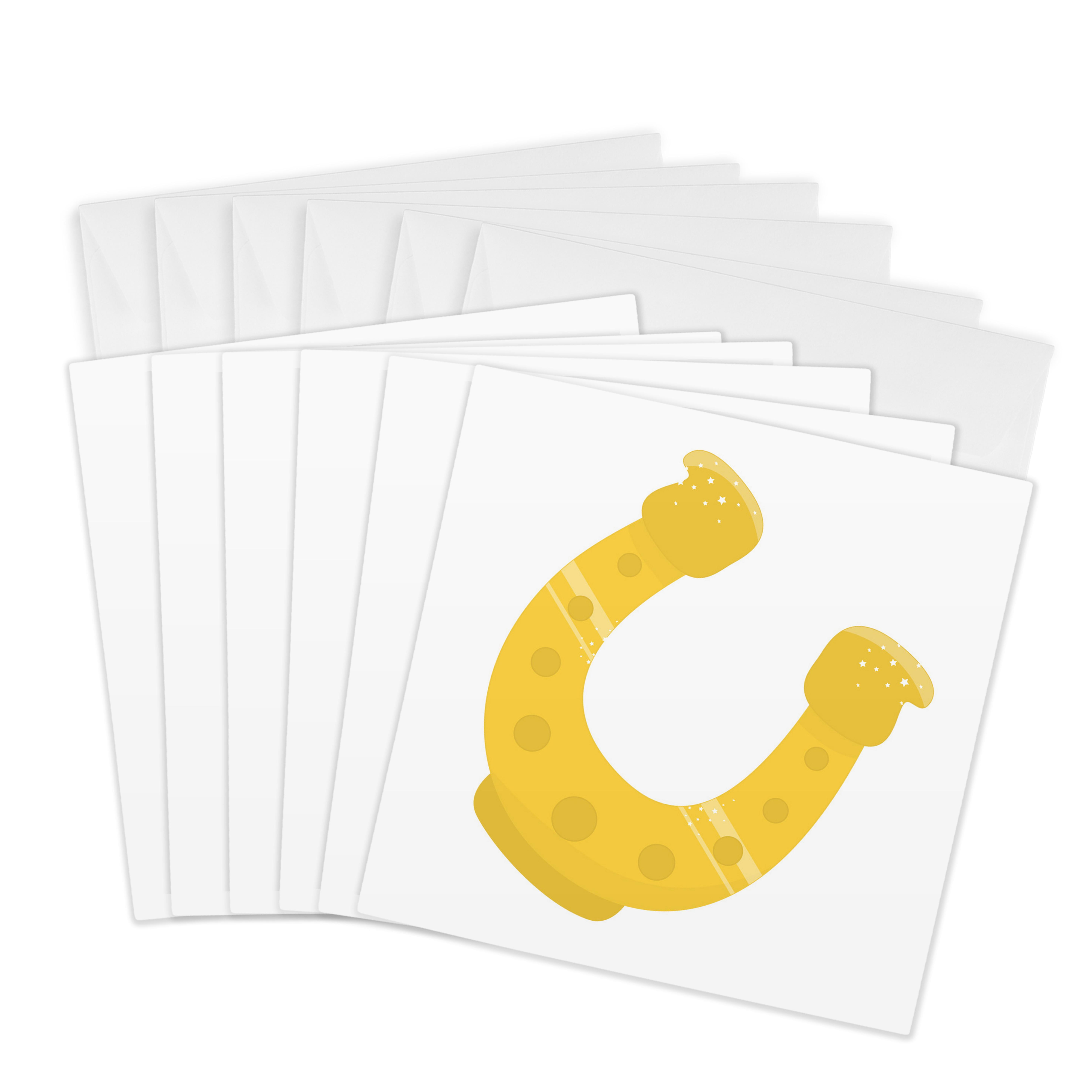 3drose, Lucky Yellow Horse Shoe Illustration, 6 Greeting Cards with ...