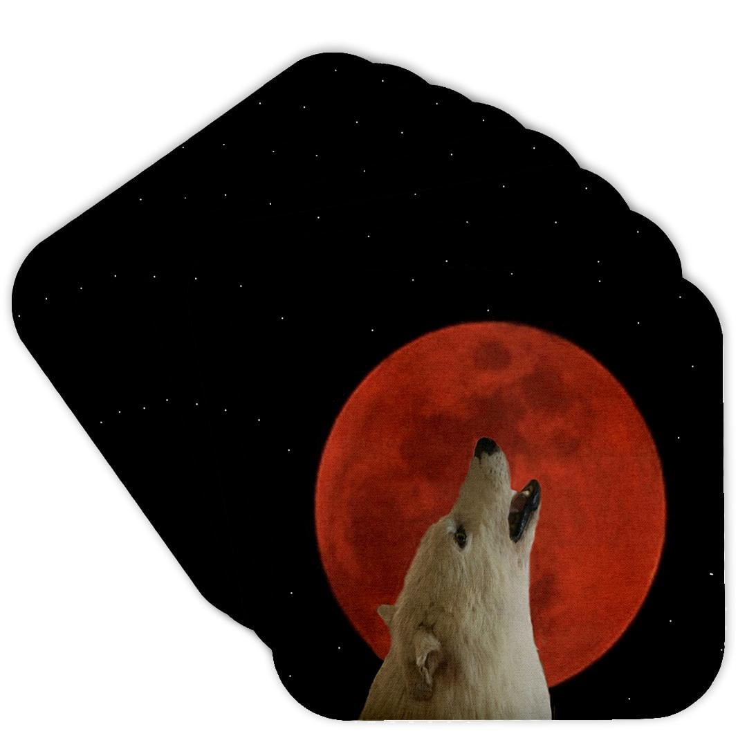3drose, Lunar Wolf, Set of 8 Coasters - Cork - Walmart.com