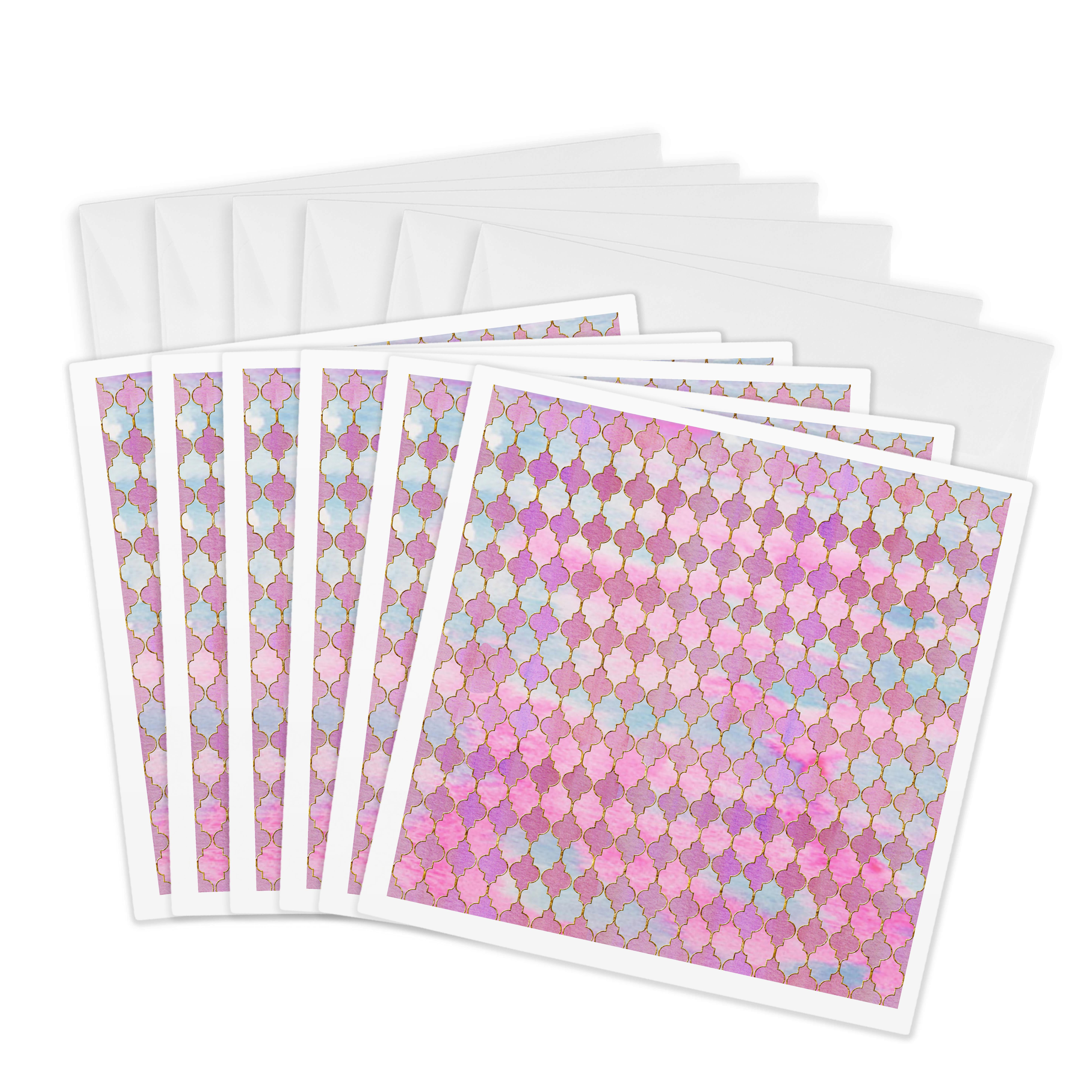 3drose, Luxury Shiny Gold and Pink Moroccan Arabic Quatrefoil Tile ...