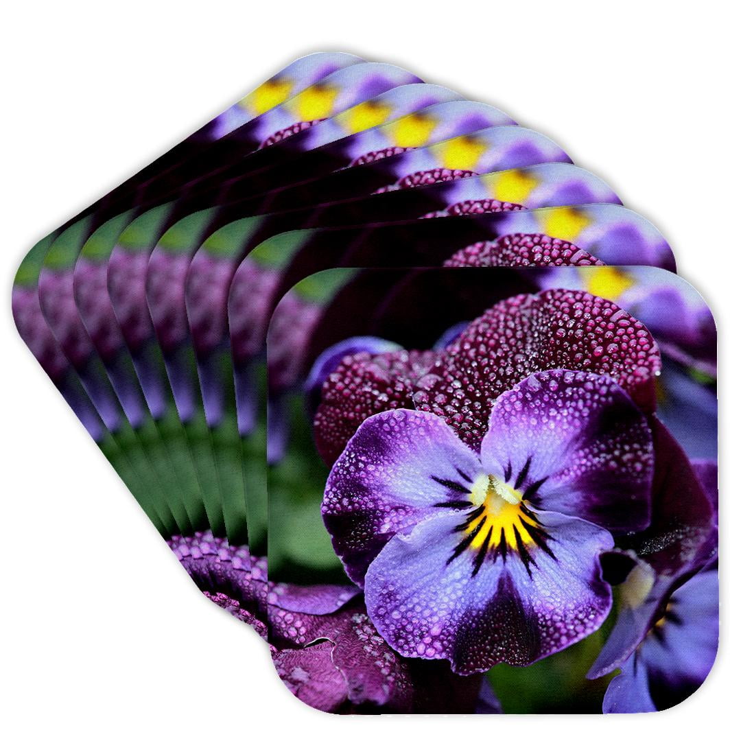 3drose, Macro Photograph of a Violet Viola Flower., Set of 8 Coasters ...