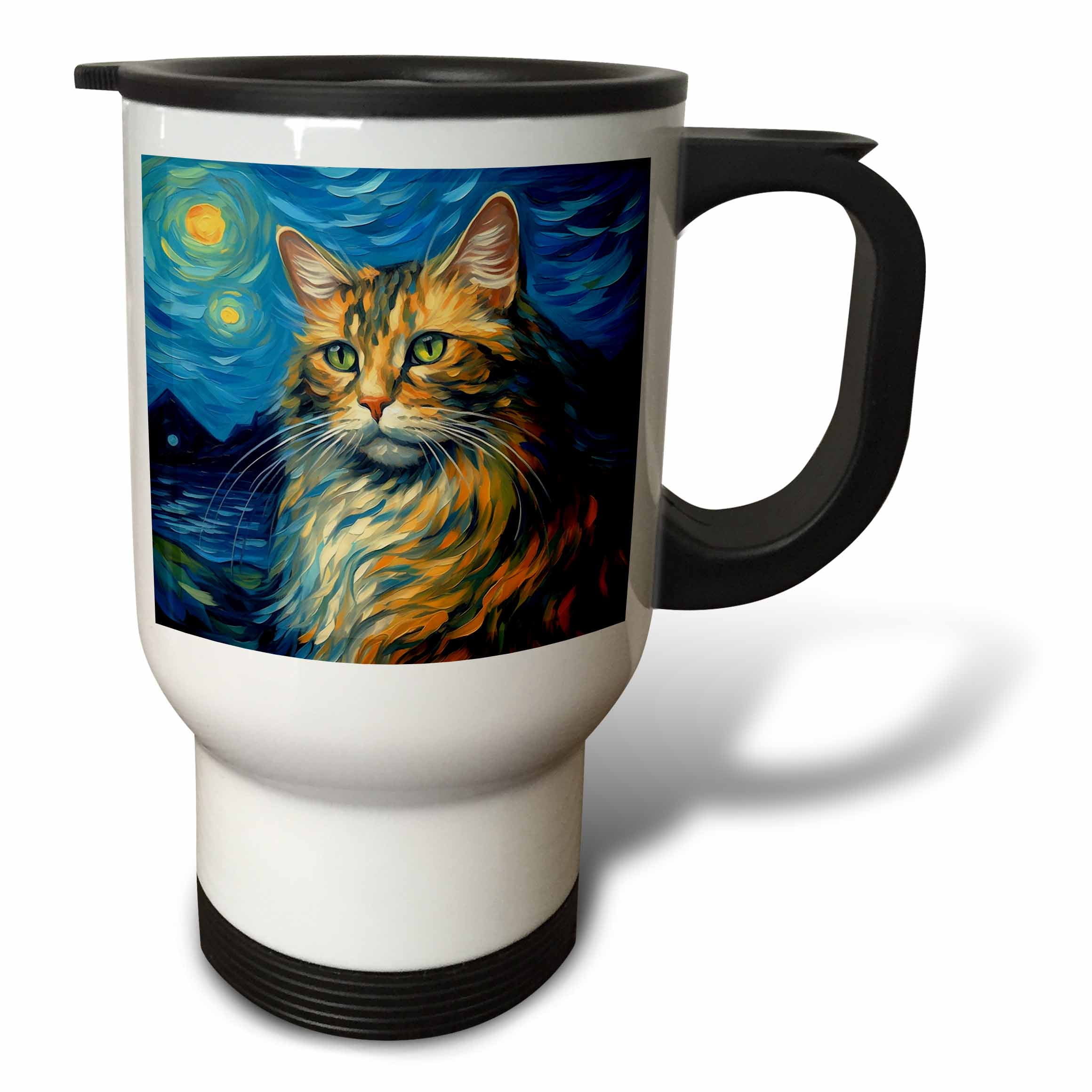 3drose, Maine Coon Portrait in Post-impressionism Style, 14oz Stainless ...