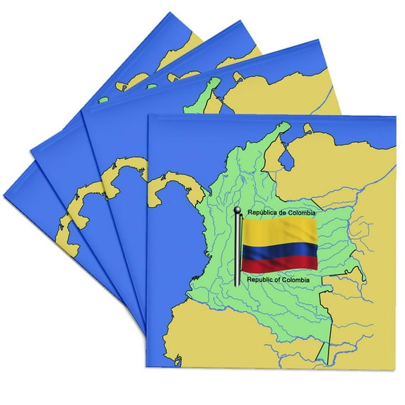 3drose, Map and Flag of Colombia with Republic of Colombia Printed in ...