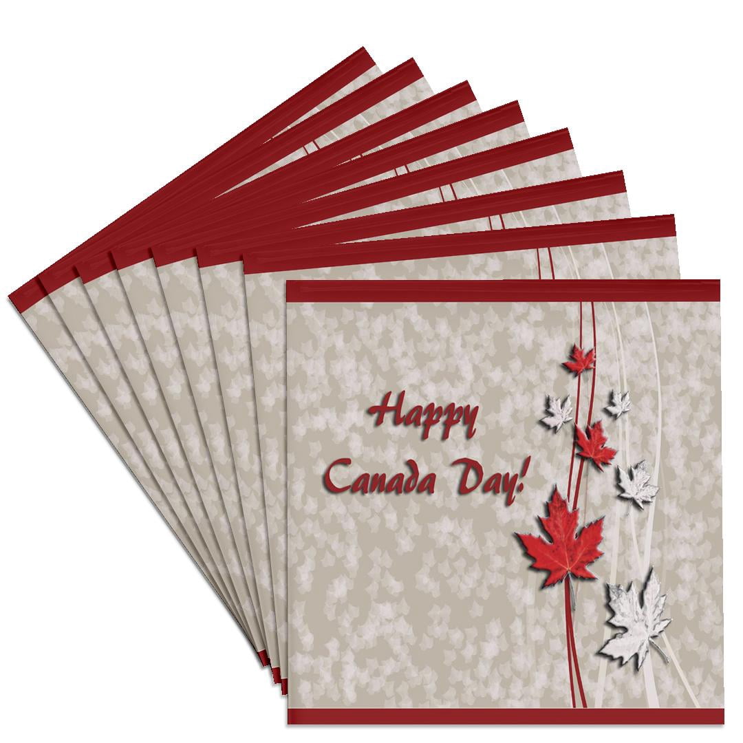 3drose, Maple Leaves, Happy Canada Day, Set of 8 Ceramic Tile Coasters ...