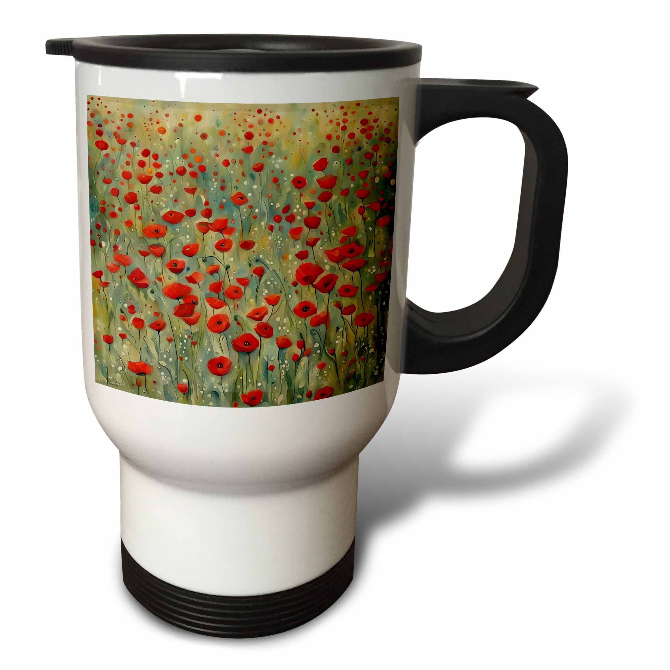 3drose, Meadow of Beautiful Bright Red Poppy Flowers 3i, 14oz Stainless ...