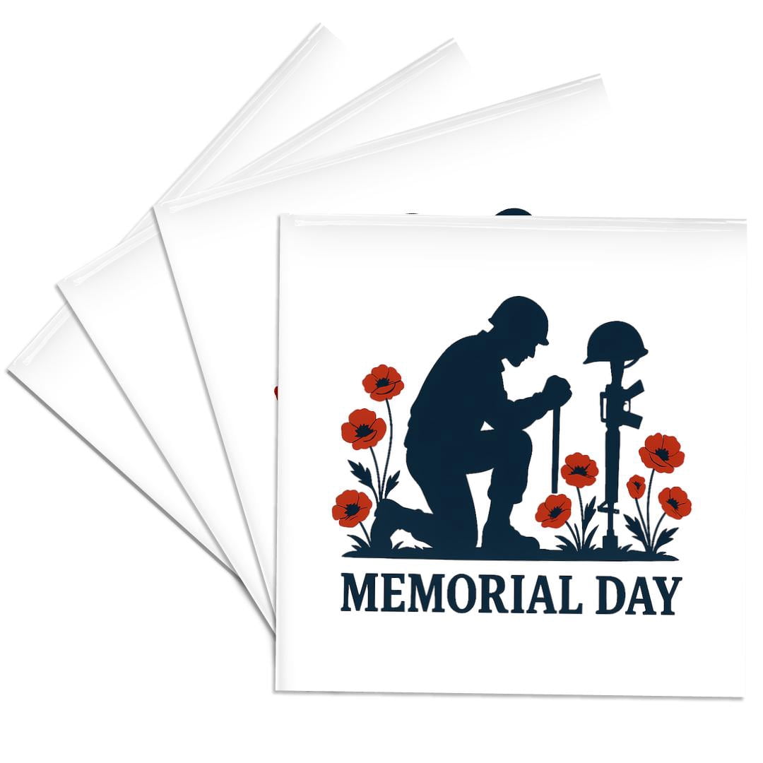 3drose, Memorial Day. Kneeled Soldier, Red Poppy Flowers. Patriotic Art ...