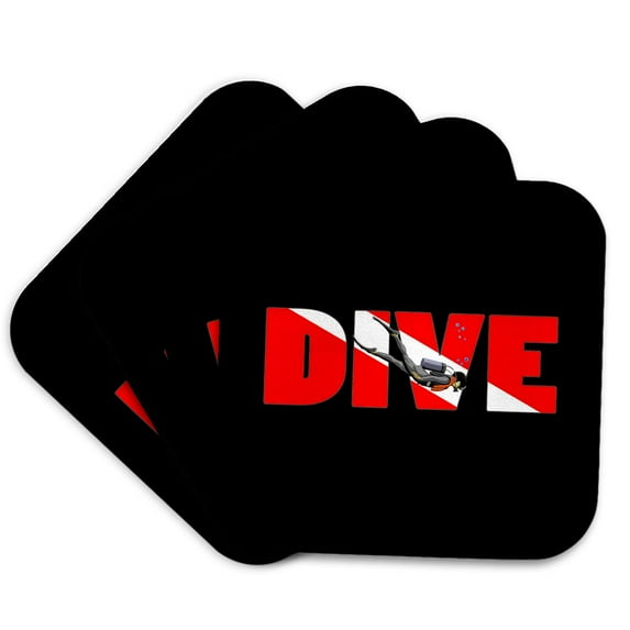 3drose, Men Scuba Diver Design on Red and White Dive Flag Text., Set of ...