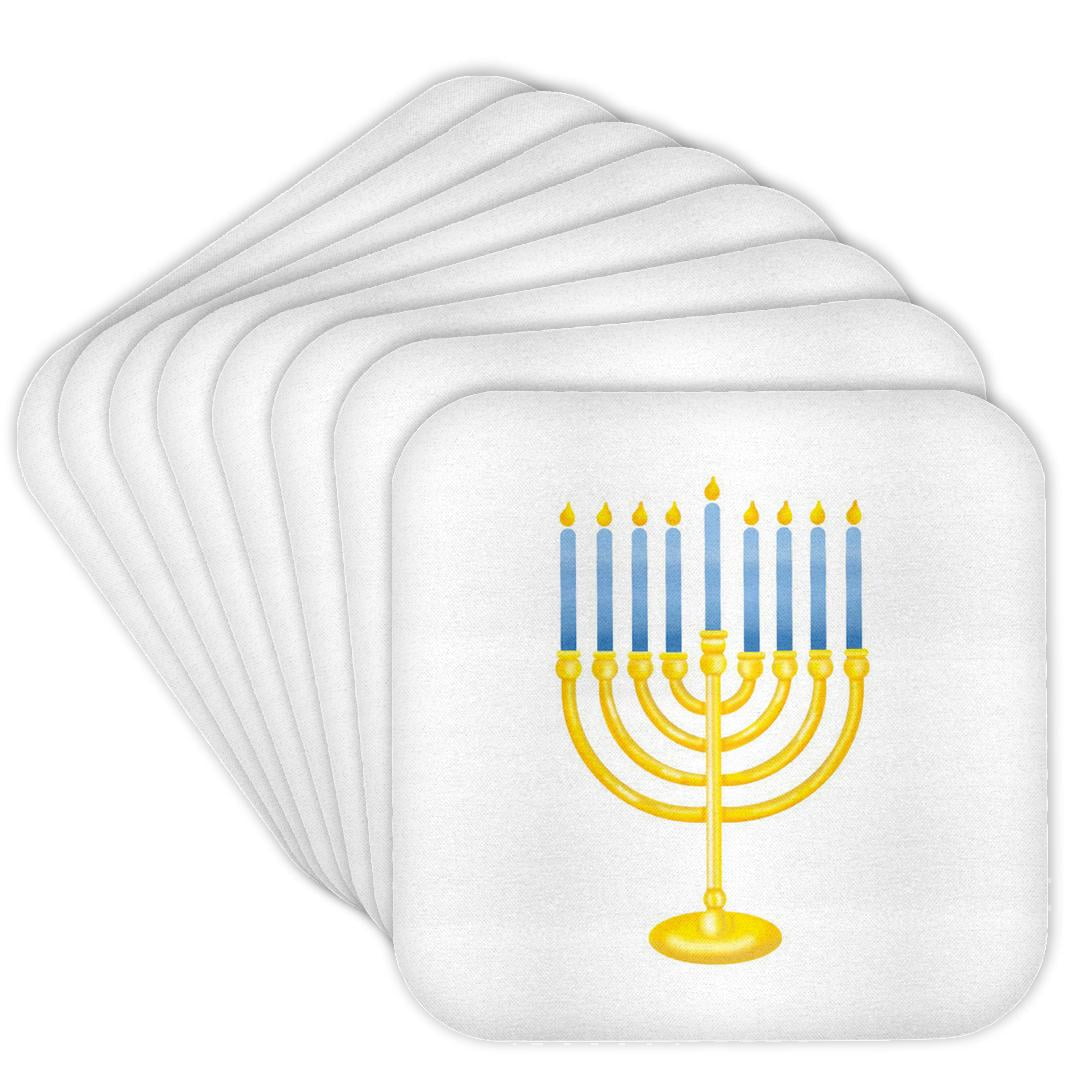 3drose, Menorah Gold with Blue Candles, Set of 8 Coasters - Cork ...