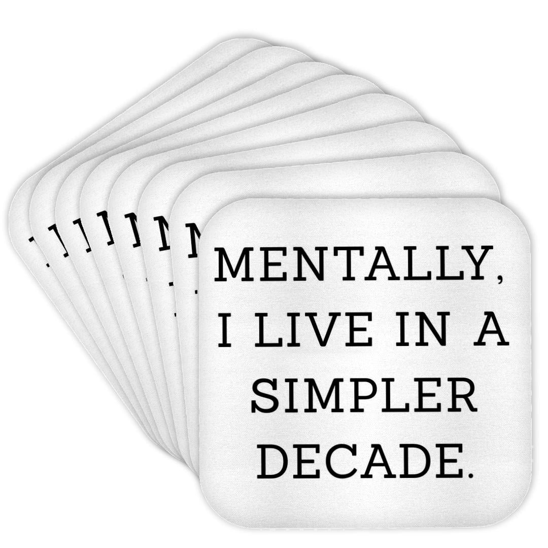 3drose, Mentally, I Live in a Simpler Decade., Set of 8 Coasters - Cork ...