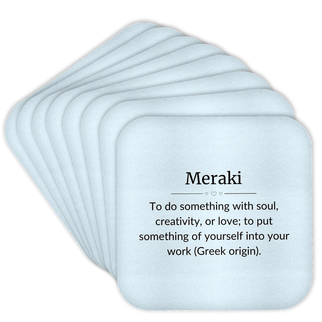 3drose, Meraki and Its Meaning Typography, Set of 8 Coasters - Cork ...