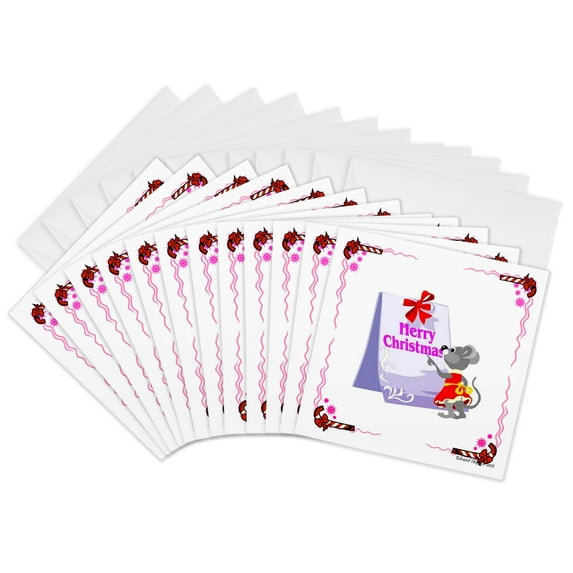3drose, Merry Christmas Mouse, 12 Greeting Cards with Envelopes ...
