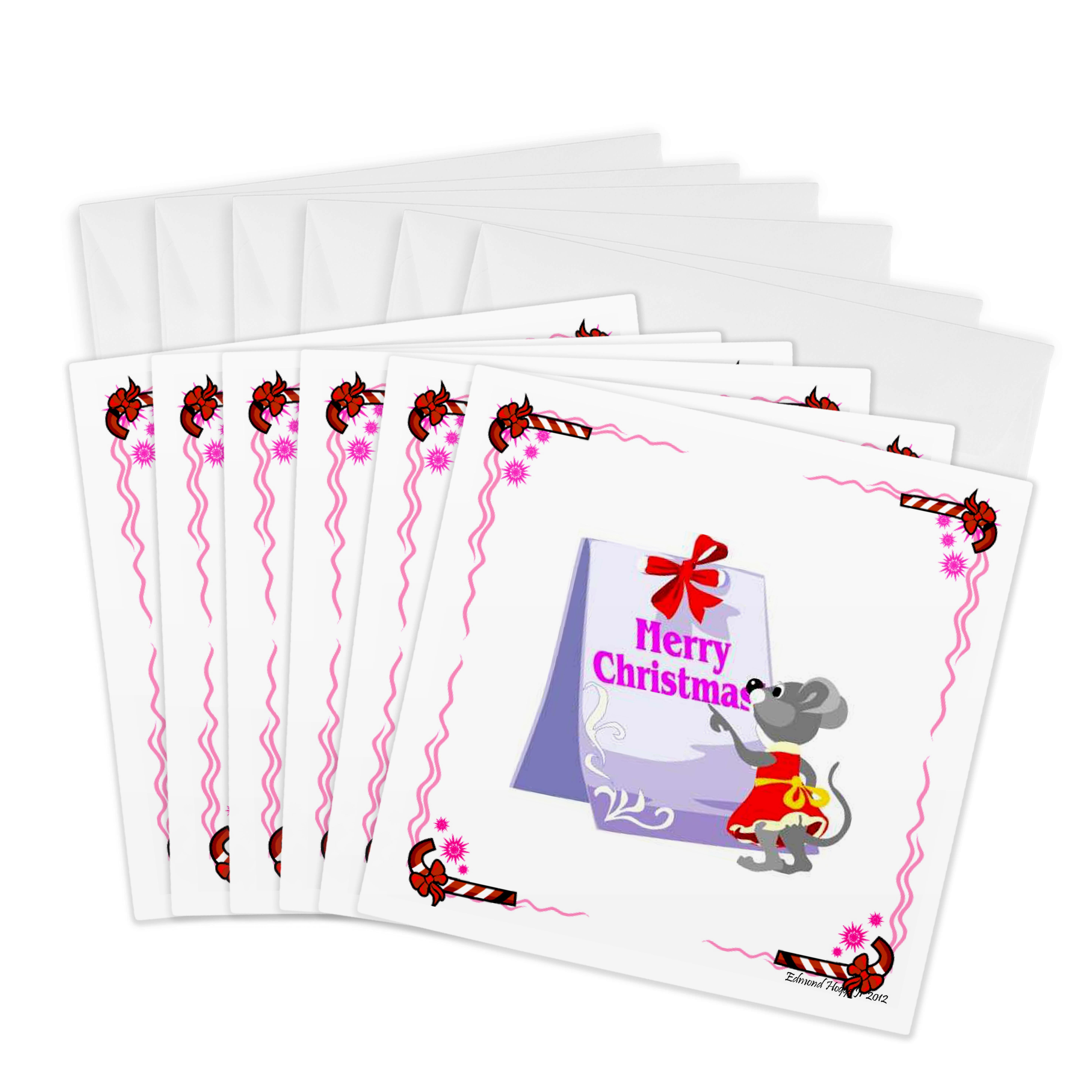 3drose, Merry Christmas Mouse, 6 Greeting Cards with Envelopes ...