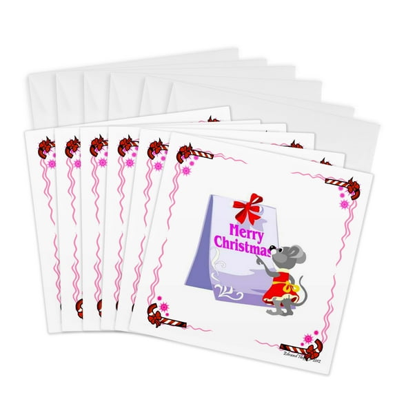 3drose, Merry Christmas Mouse, 6 Greeting Cards with Envelopes ...