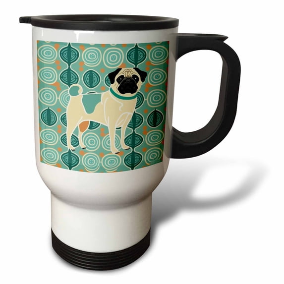 3drose, Mid-century Modern Pug with Mcm Background Pattern, 14oz ...