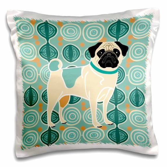 3drose, Mid-century Modern Pug with Mcm Background Pattern, 16x16 inch ...