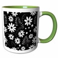 3drose, Minimalist Black and White Flower Pattern, 11oz Two-tone Green ...
