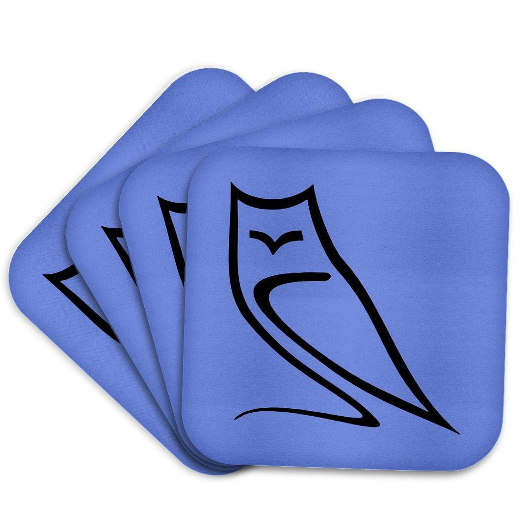3drose, Minimalistic Black Owl Calligraphy Line Drawing, Set of 4 ...