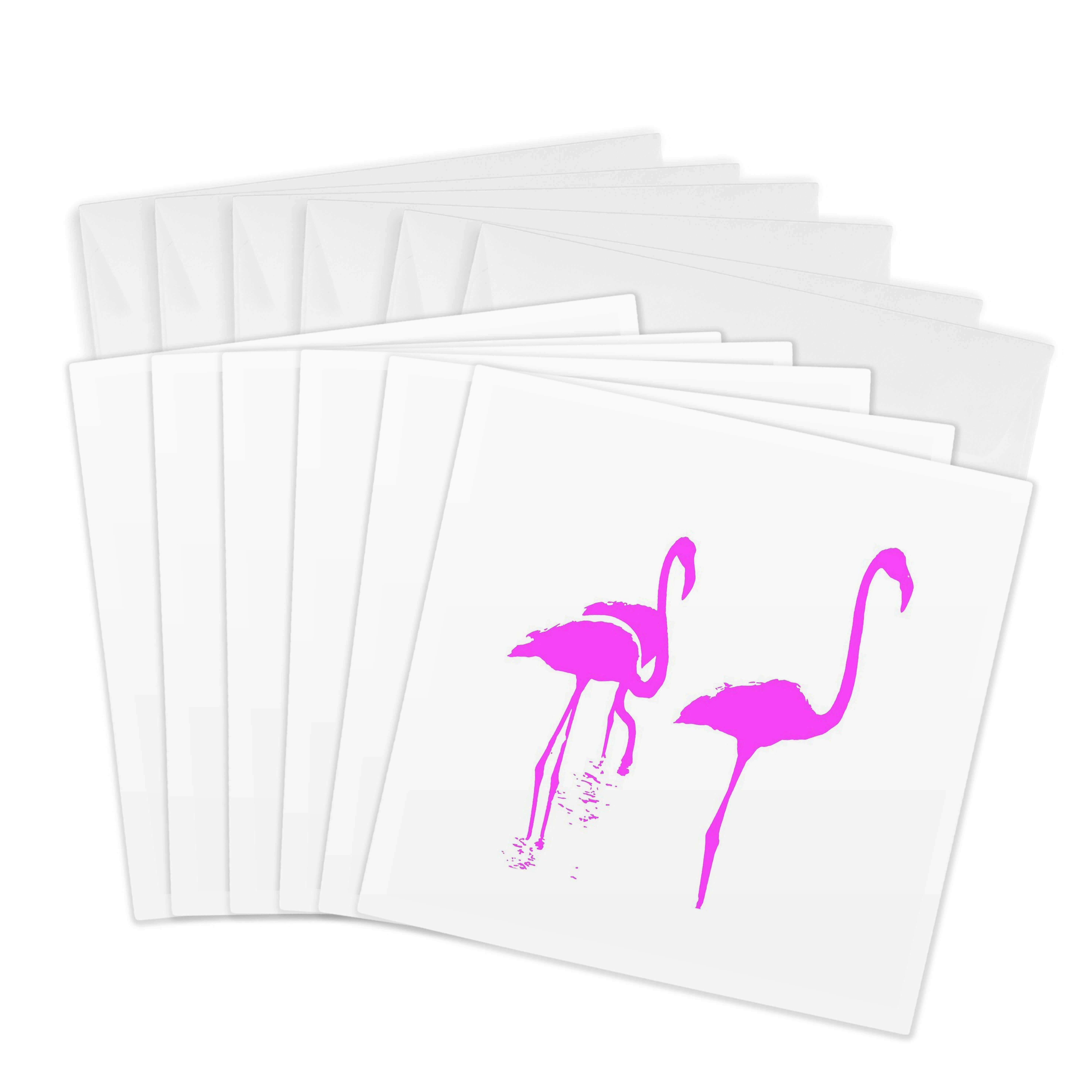 3drose, Minimalistic Three Flamingos Pink Silhouette, 6 Greeting Cards ...