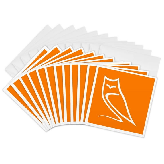 3drose, Minimalistic White Owl Calligraphy Line Drawing, 12 Greeting ...