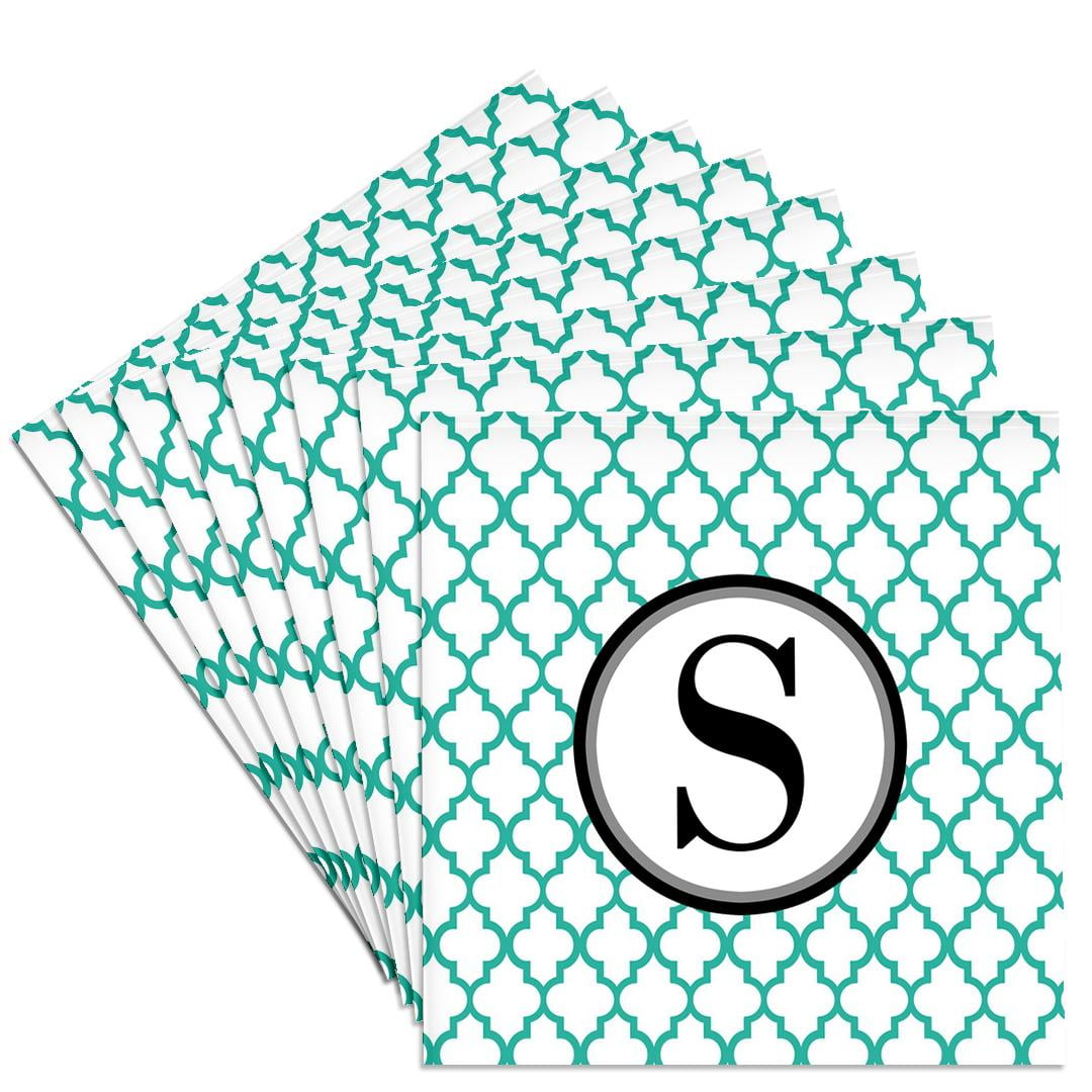 3drose, Mint Green Pattern Monogram Initial S, Set of 8 Ceramic Tile ...