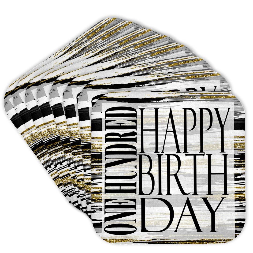 3drose, Modern Black and Image of Gold Brush Stroke One Hundred Happy ...