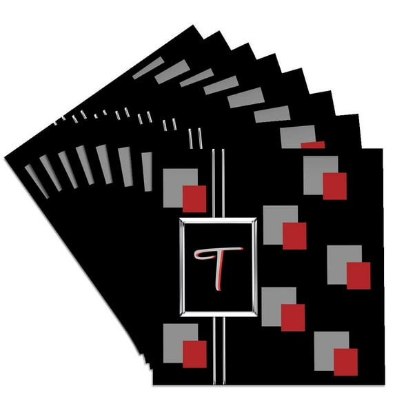 3drose, Modern Geometric Black Red Grey Square Pattern Monogram Letter ...