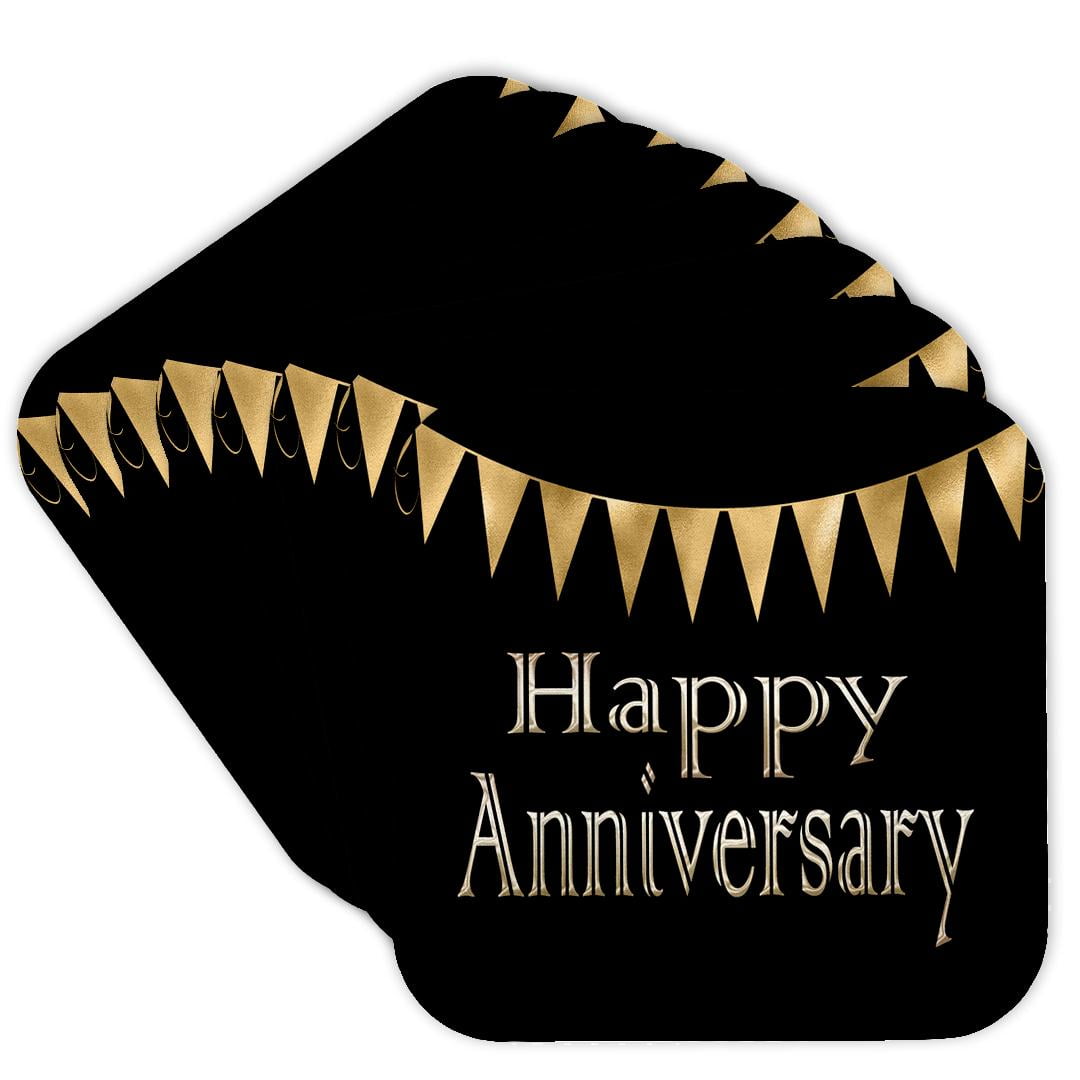 3drose, Modern Happy Anniversary Image of Gold Banner, Set of 8 ...