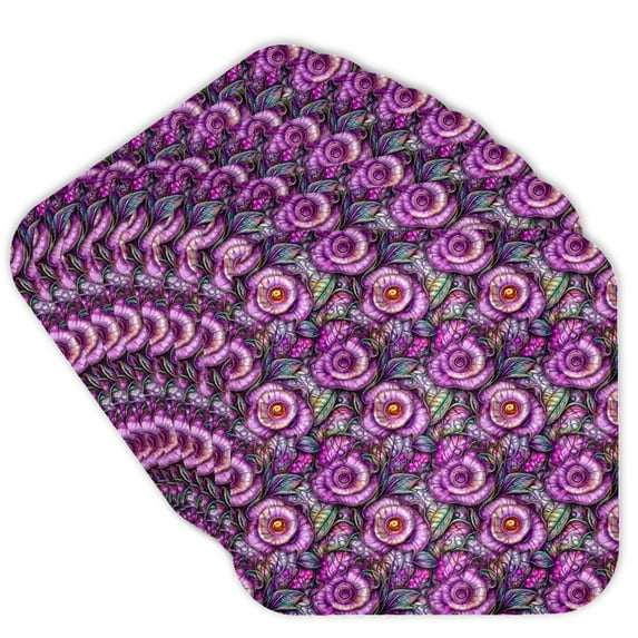 3drose, Modern Image of Metallic Purple Flower Pattern, Set of 8 ...