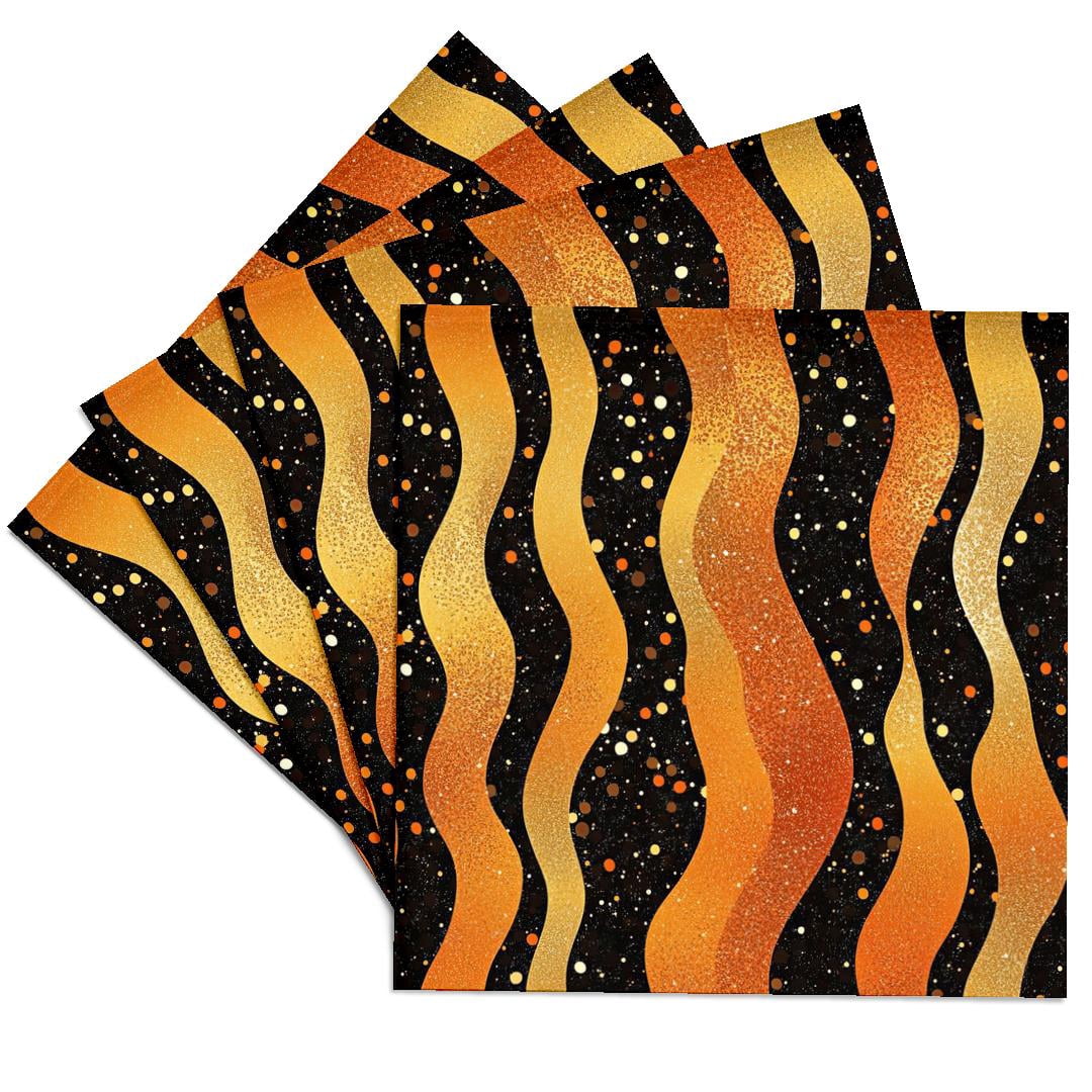 3drose, Modern Image of Sparkle Wavy Orange and Yellow Stripes, Set of ...