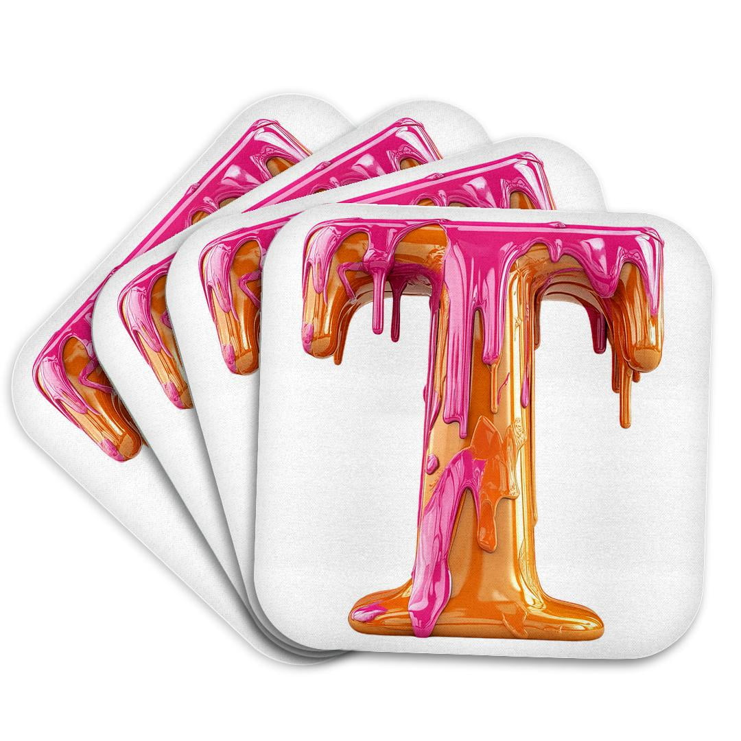 3drose, Modern Pink and Orange Image of Dripping Paint Monogram Initial ...