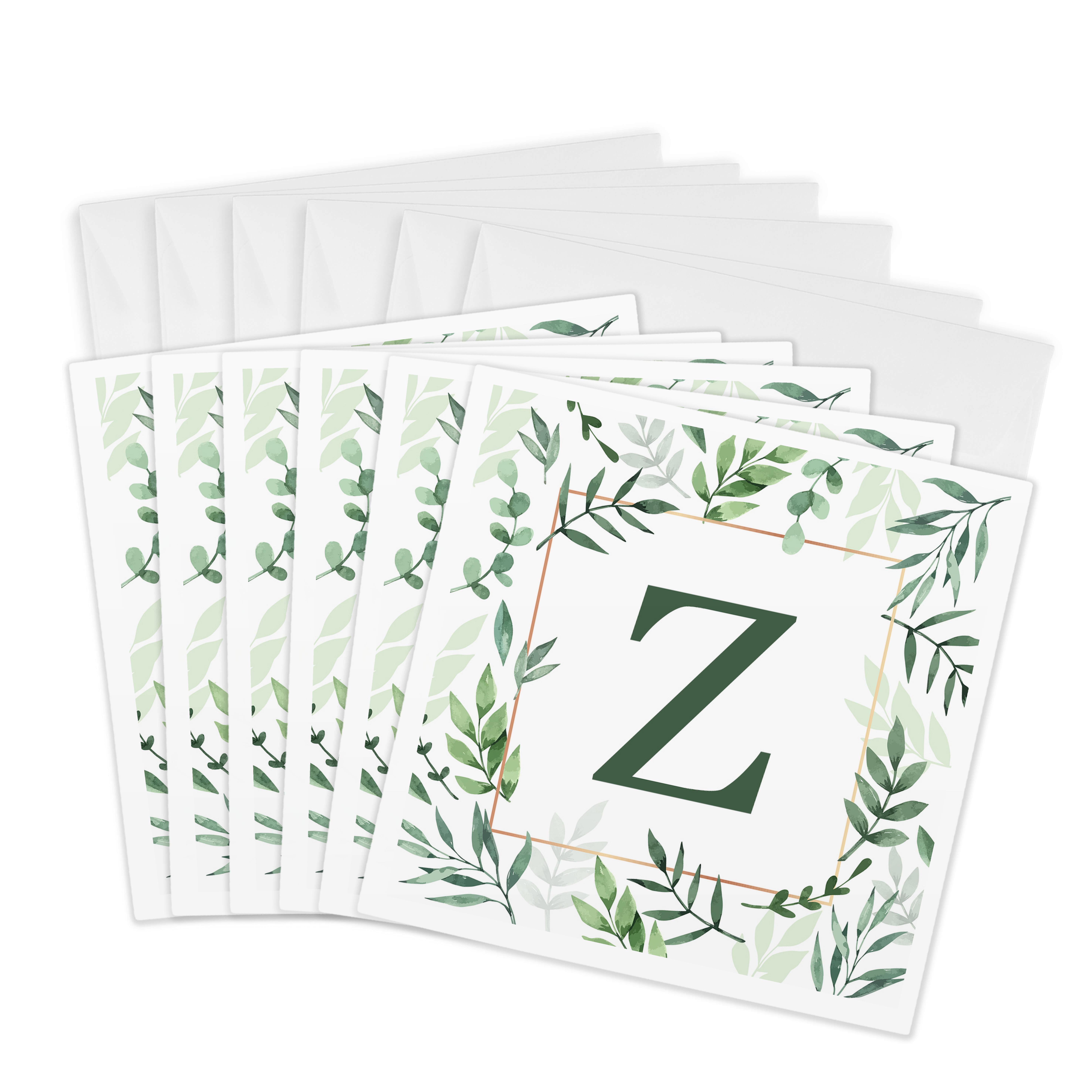 3drose, Monogram Initial Letter Z in Green Framed in Leaves and a Gold ...