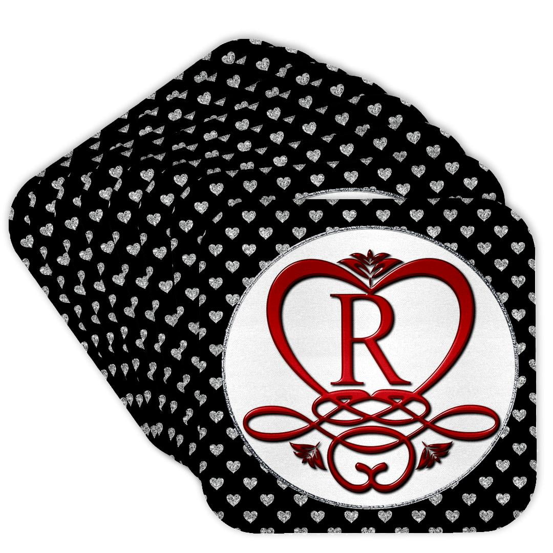 3drose, Monogram Initial R Red Heart Flourish, Set of 8 Coasters - Cork - Walmart.com