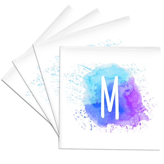 3drose, Monogram Letter M Inside a Teal, Blue, and Purple Paint Splash ...