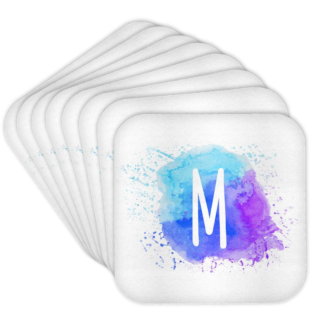 3drose, Monogram Letter M Inside a Teal, Blue, and Purple Paint Splash ...