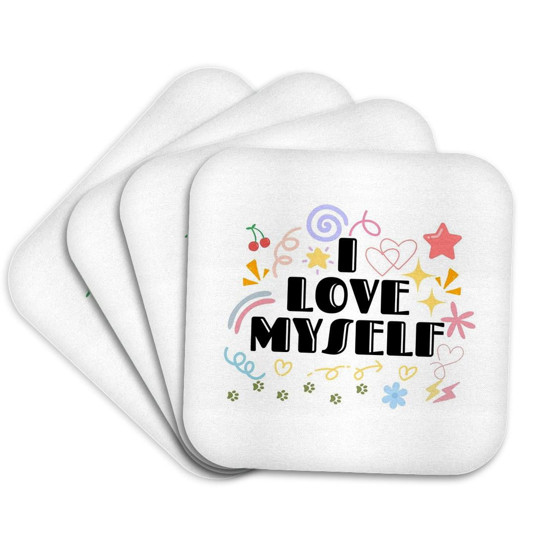 3drose, Motivational Quote of I Love Myself with Cute Patterns, Set of ...