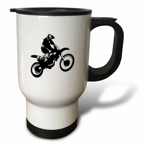 3drose, Moto X Dirt Bike Monotone Vector Art Black, 14oz Stainless Steel Travel Mug - Walmart.com