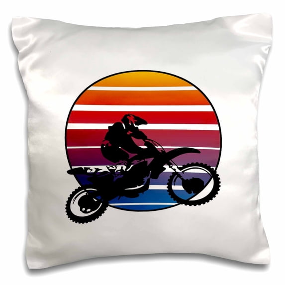 3drose, Motor X Silhouette Dirt Bike Against Retro Sunset, 16x16 inch Pillow Case - Walmart.com