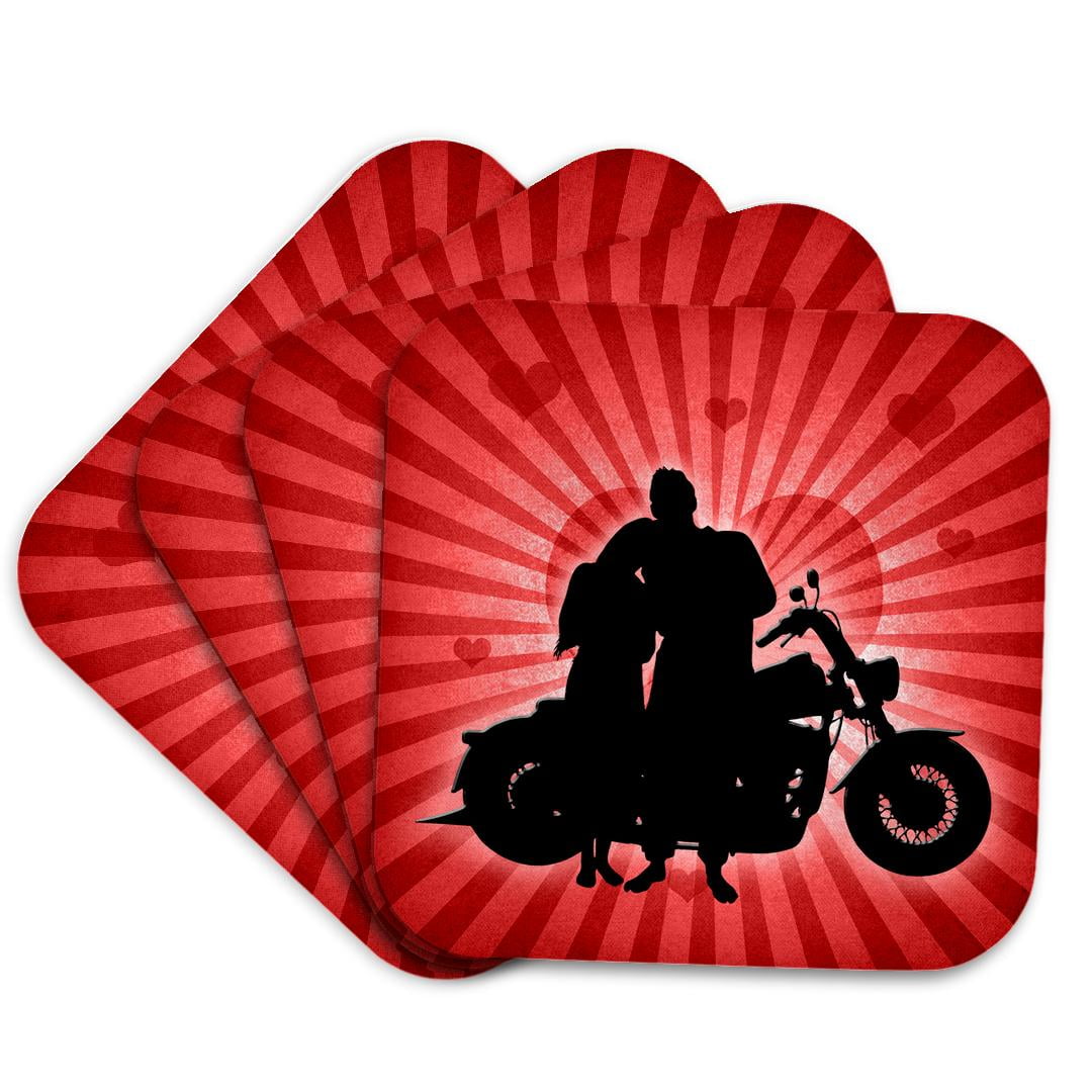 3drose, Motorcycle Love with the Silhouette of a Couple and a Heart ...