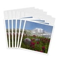 3drose, Mount Rainier, Lavender Paintbrush, 6 Greeting Cards with ...