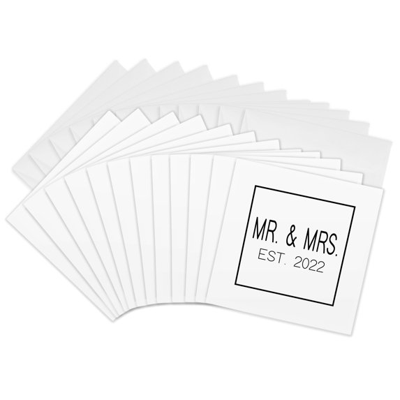 3drose, Mr and Mrs Est. 2022. Black Letters Inside Square on White ...