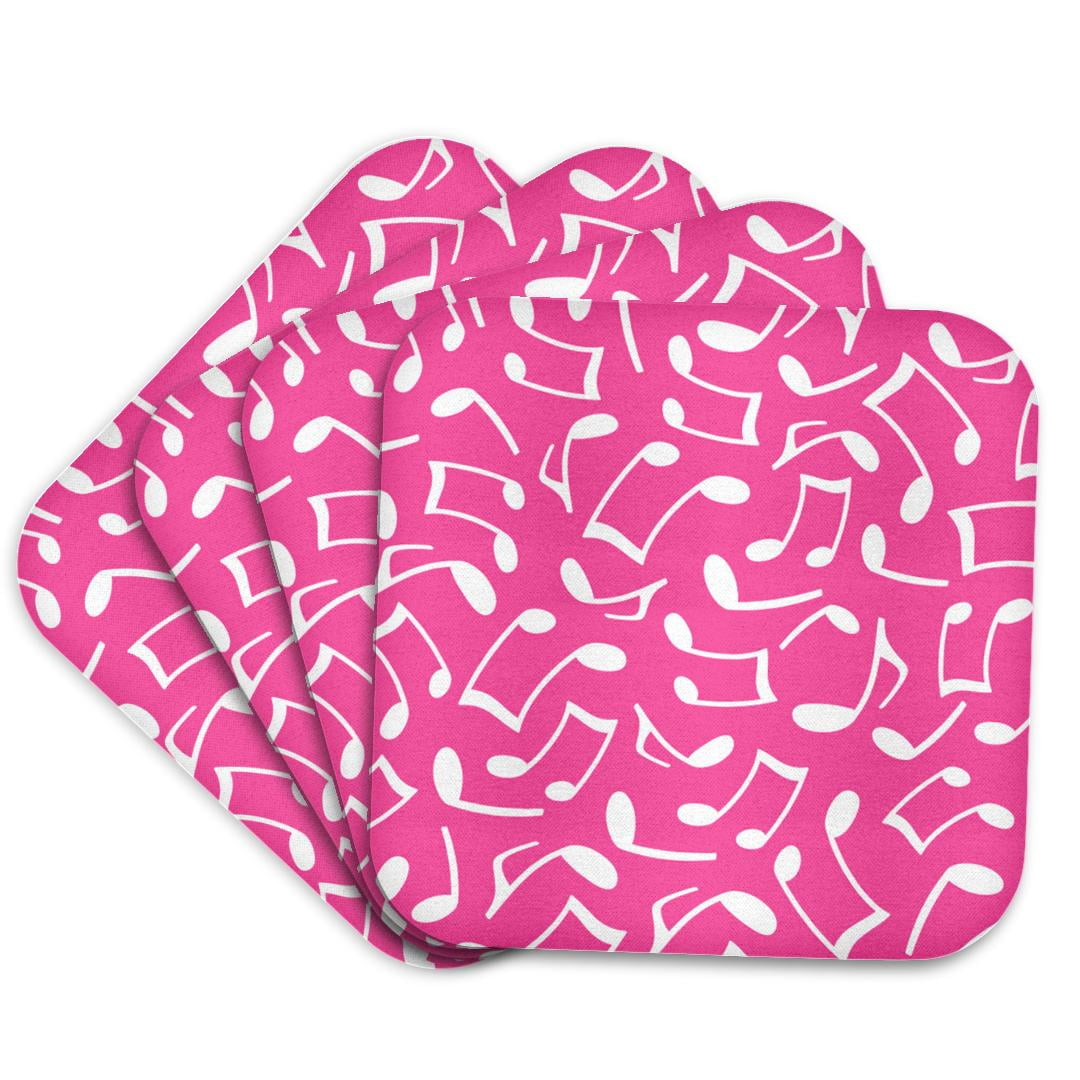 3drose, Music Notes Pattern Pink and White, Set of 4 Coasters - Cork ...