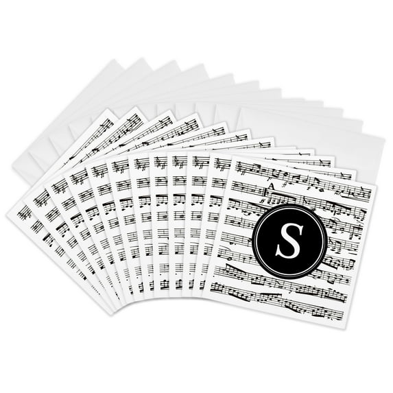 3drose, Musical Letter S Black and White Music Monogram Personalized ...
