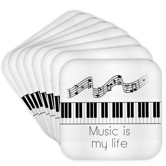 3drose, Musical Notes, Piano Keys. Black Text Music Is My Life Elegant ...