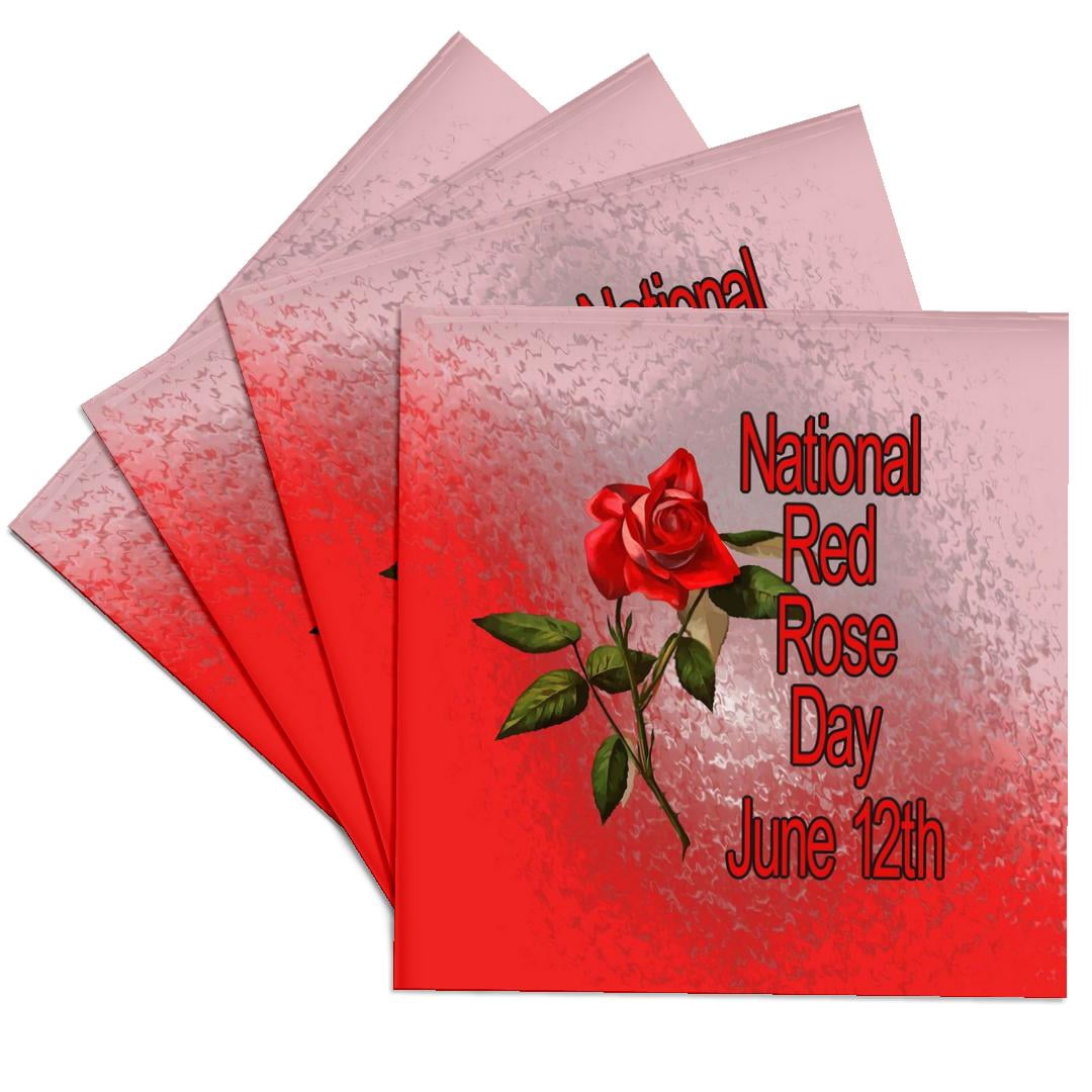 3drose, National Red Rose Day June 12th Informational Flyer, Set of 4 ...