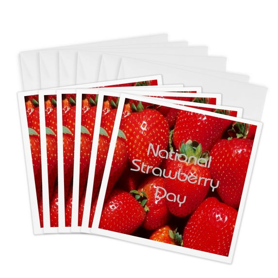 3drose, National Strawberry Day Bold Text with Strawberries Background ...