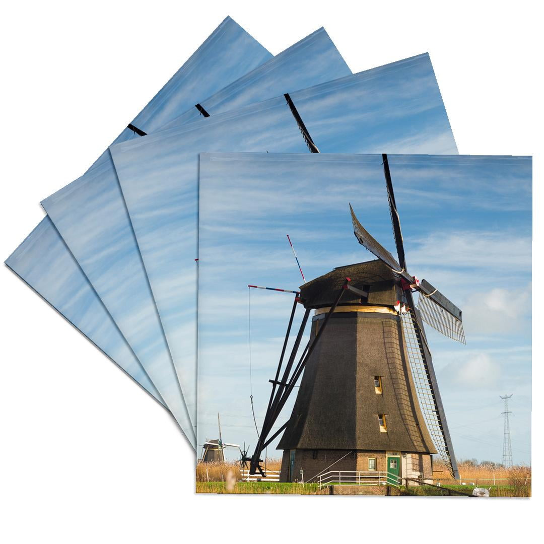 3drose, Netherlands, Kinderdijk. Traditional Dutch Windmills, Set of 4 ...