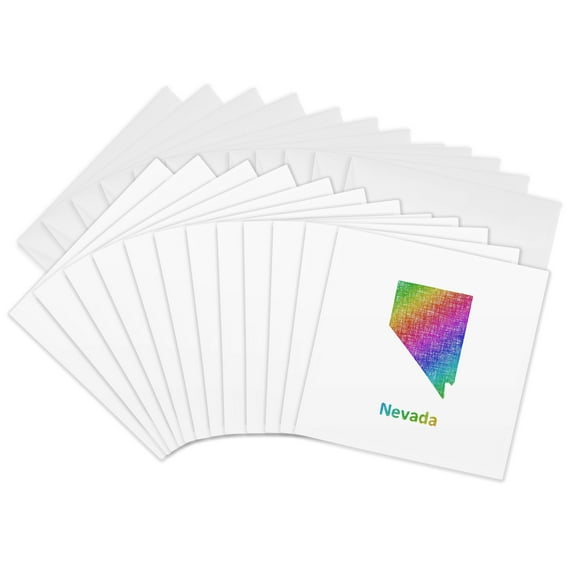3drose, Nevada State Map - Rainbow Sketch Design, 12 Greeting Cards ...