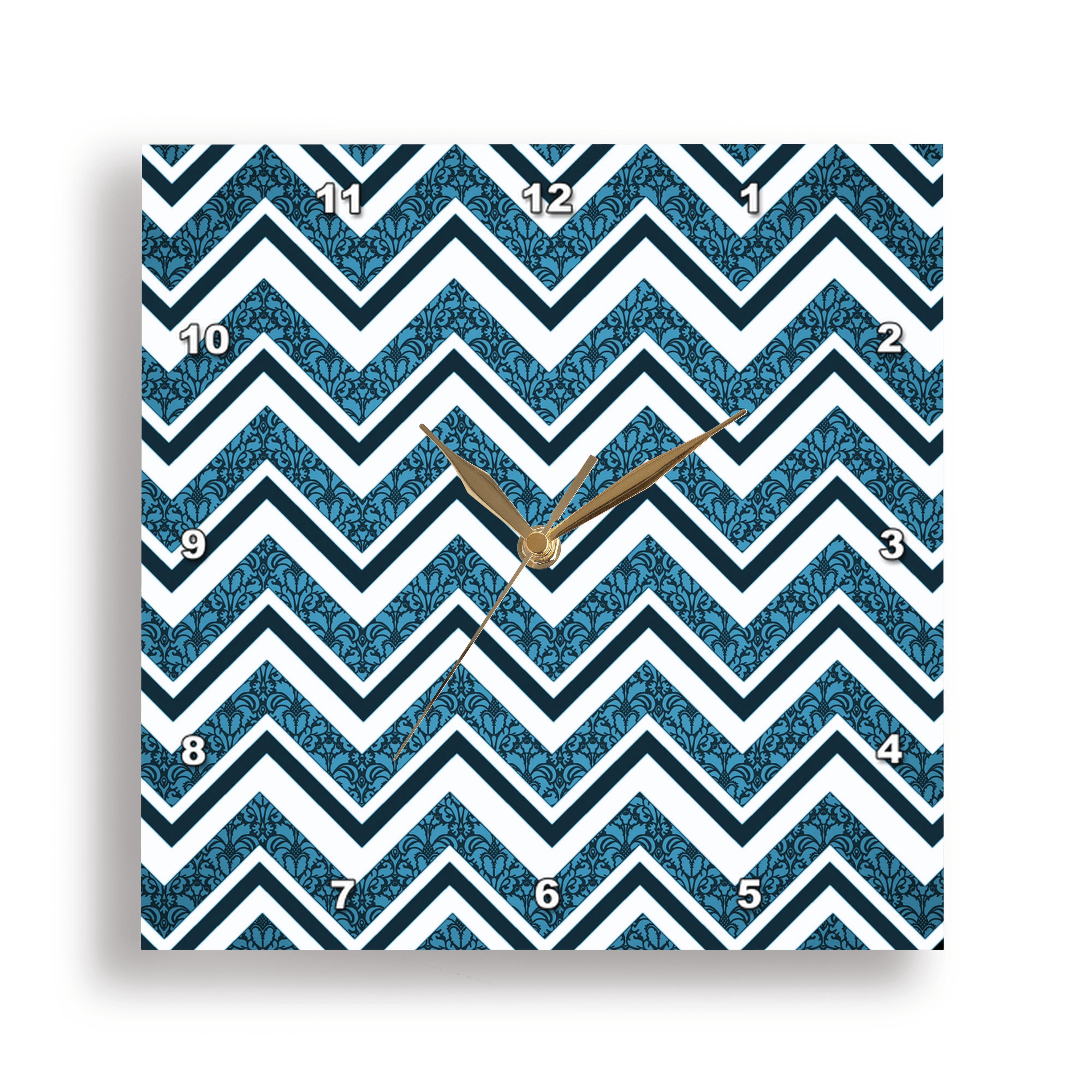 3drose, New Generation Damask Patterned Chevron Stripes in Bright Blue ...